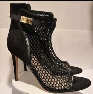 Nine West | Shoes | Nine West Black Mesh Stiletto Ankle Bootie Heels ...
